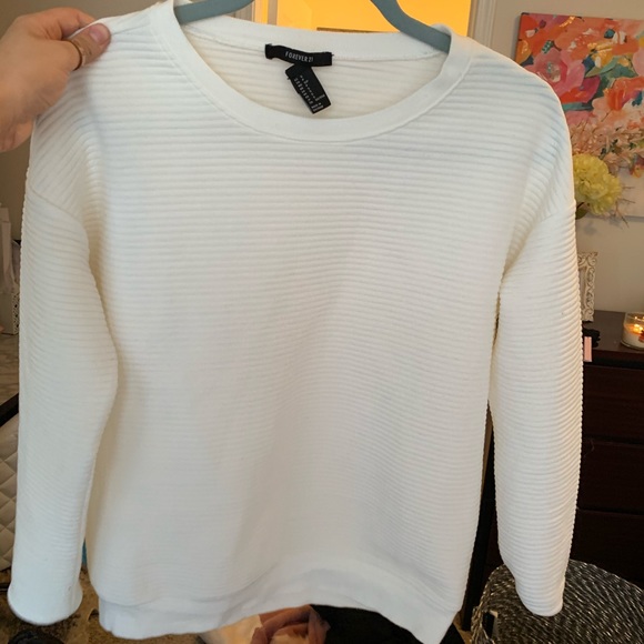 Forever 21 | Tops | White Ribbed Sweatshirt | Poshmark
